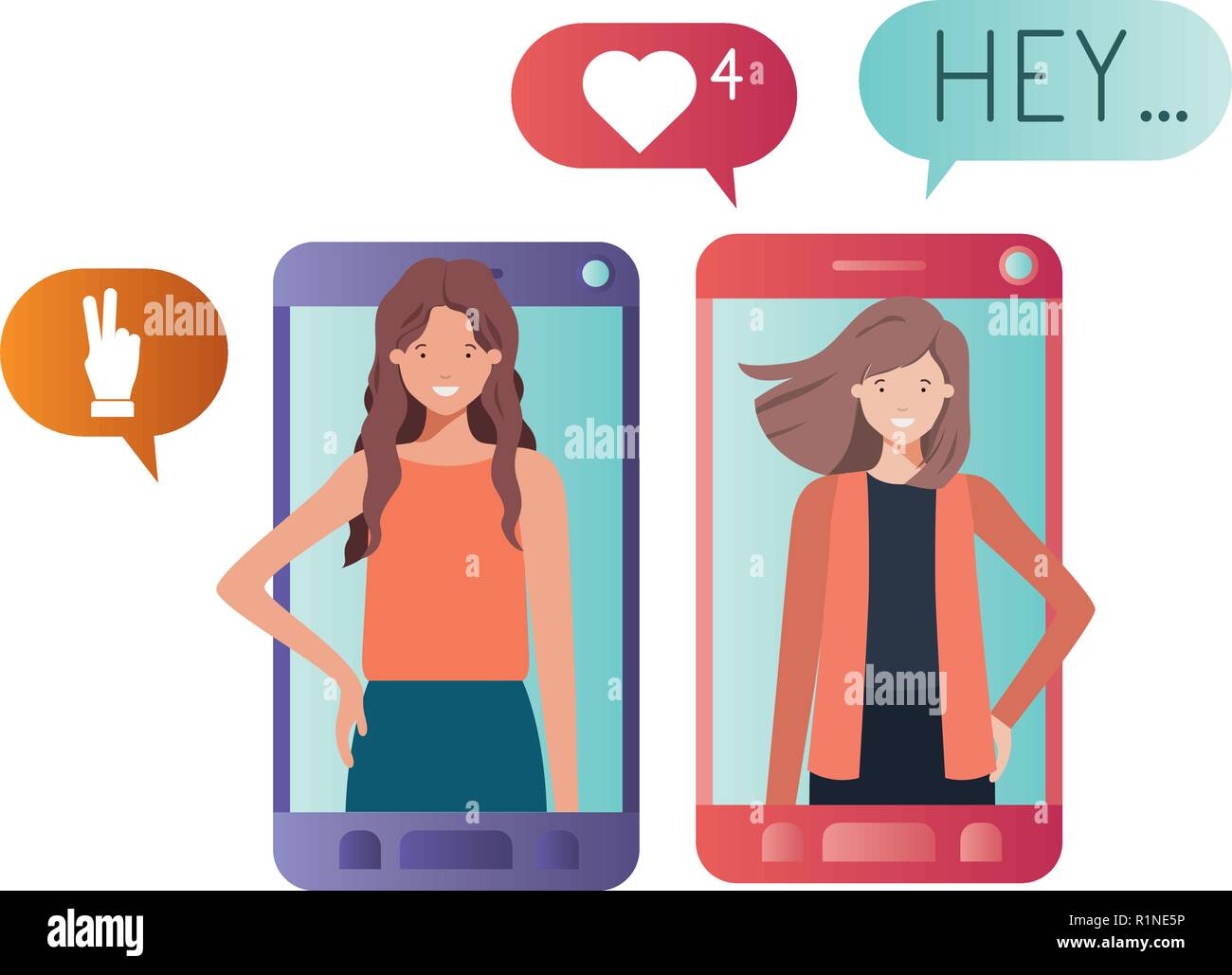 Young women in smartphone Stock Vector Images - Alamy