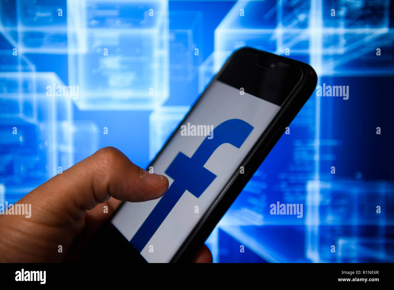 Facebook logo is seen on an android mobile phone Stock Photo - Alamy