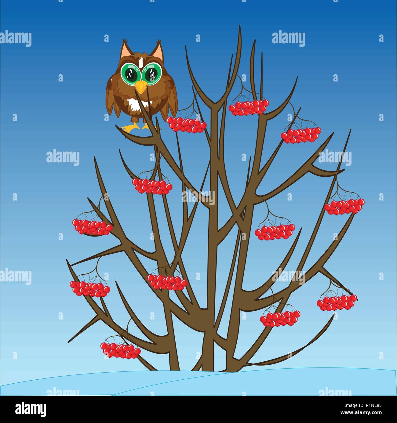 Snow owl on tree Stock Vector Images - Alamy