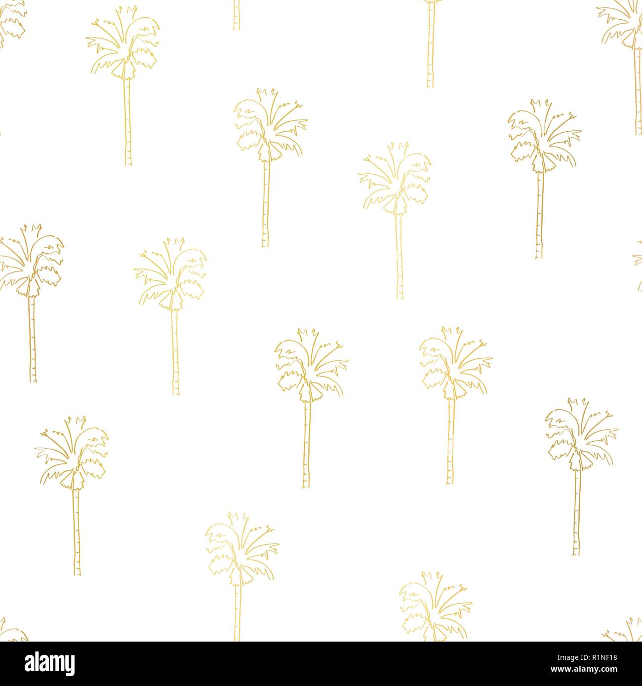 Gold foil abstract palm trees seamless vector pattern. Shiny golden ...