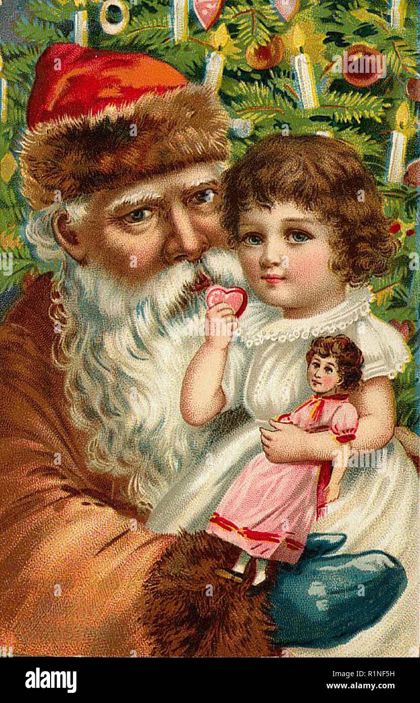 vintage father christmas illuatration Stock Photo - Alamy