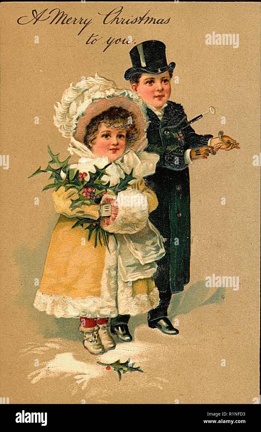 vintage christmas card design Stock Photo - Alamy