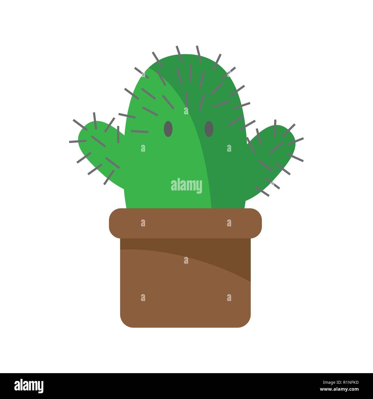 Cactus cartoon character hugs on white background Stock Vector Image ...