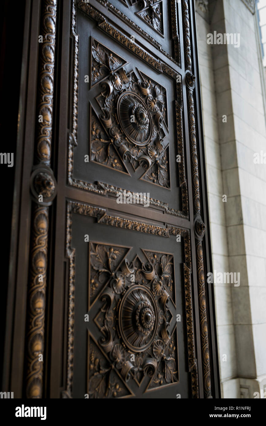 Details of an ornate door, New York Public Library, Midtown Manhattan ...