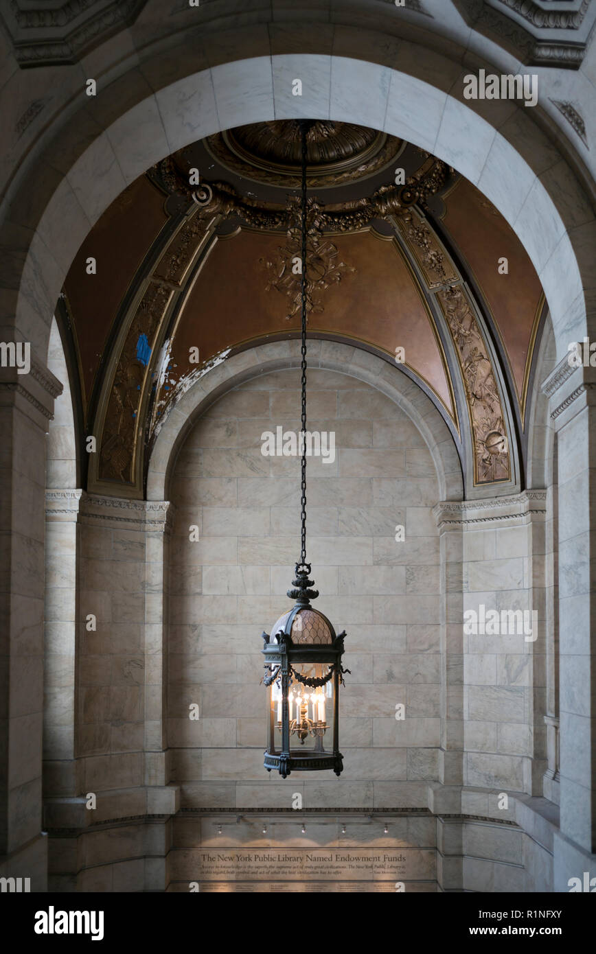 Candle chandelier hanging in New York Public Library, Midtown Manhattan ...