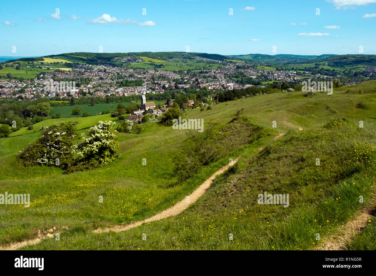 Extensive views over the Stroud Valleys from Selsley Common, Stroud ...