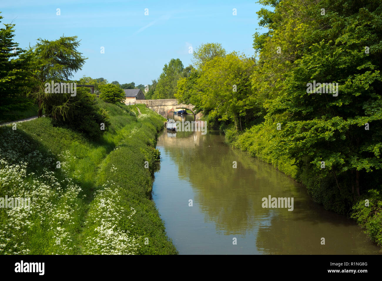 A peaceful stretch of the Kennet and Avon Canal as it passes through ...