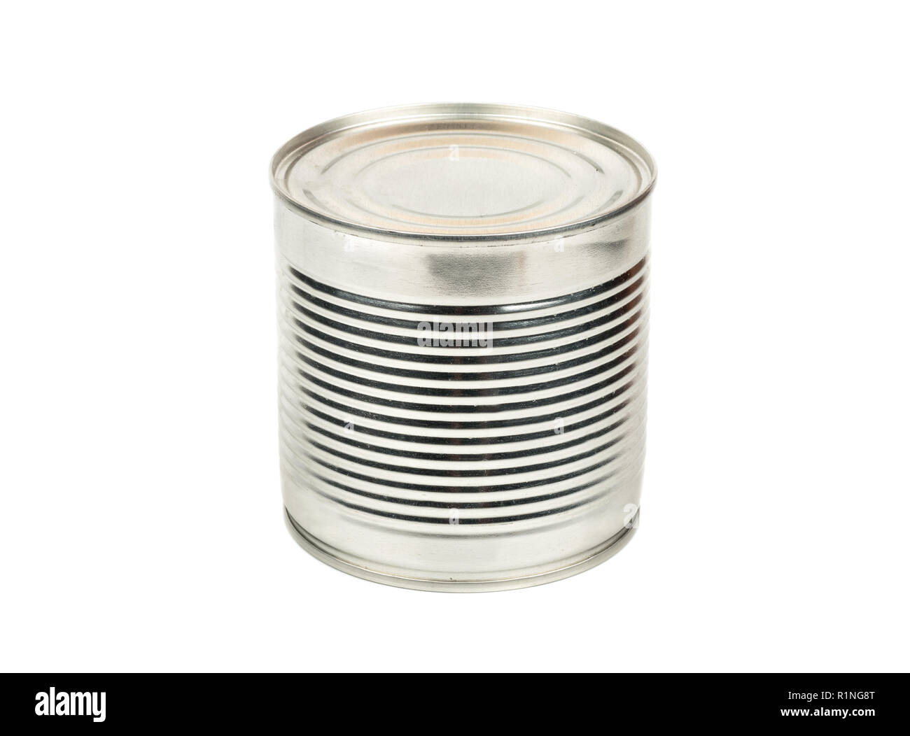 Tin can for products isolated on white background Stock Photo - Alamy