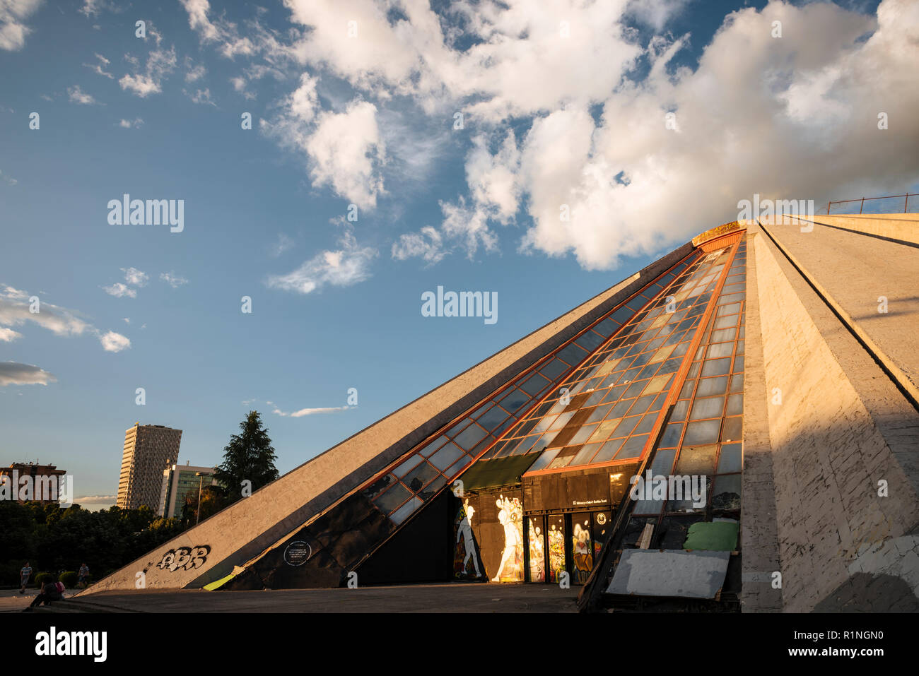Pyramid of Tirana at sunset, Tirana, Albania Stock Photo - Alamy