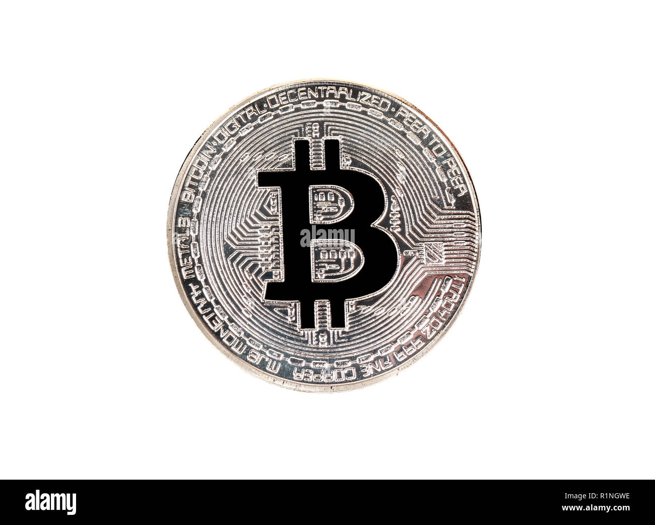 Silver coin digital crypto currency Cut Out Stock Images & Pictures - Alamy