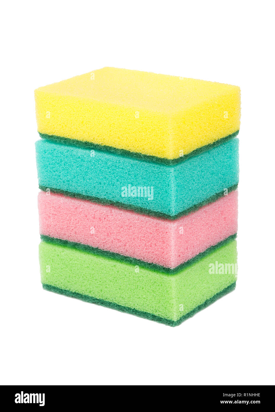 Stack of four sponges for washing dishes on white background Stock ...