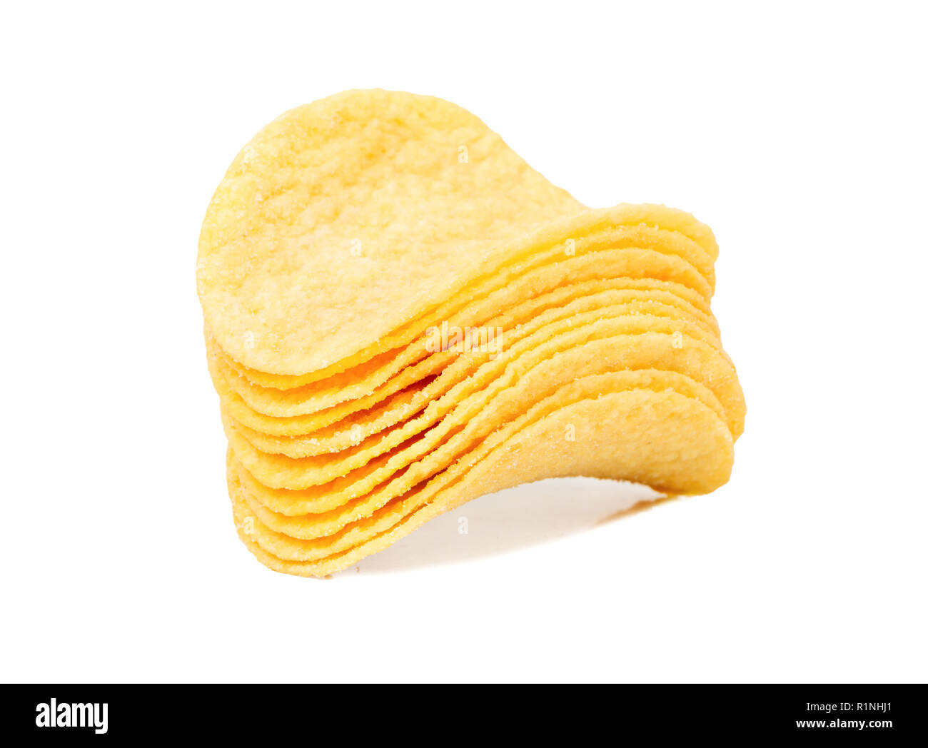 Stack of potato chips isolated on white background Stock Photo - Alamy