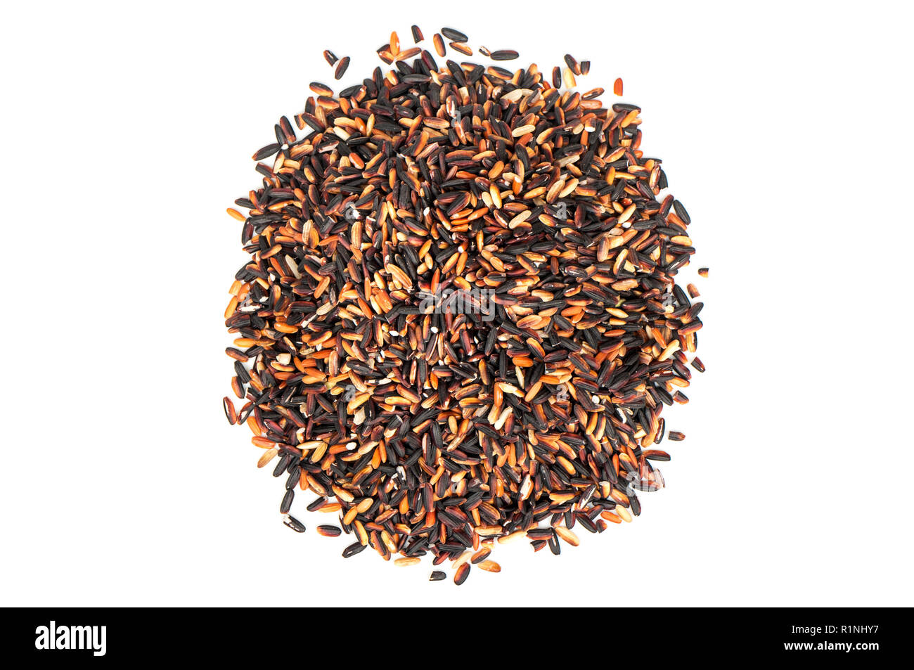 Pile of raw wild rice isolated on white background, top view Stock ...