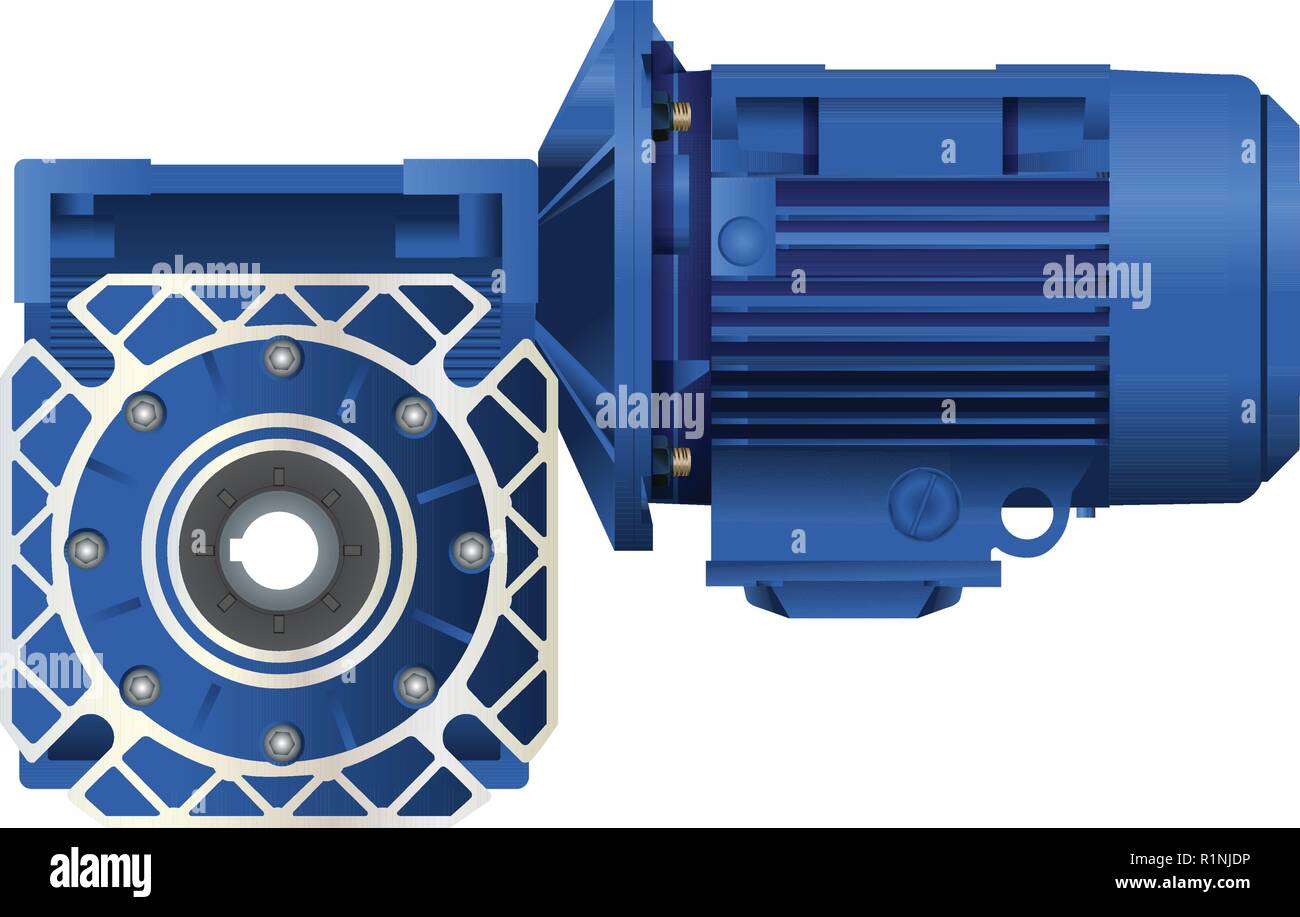 Worm gear motor with electric motor. Vector illustration on white ...