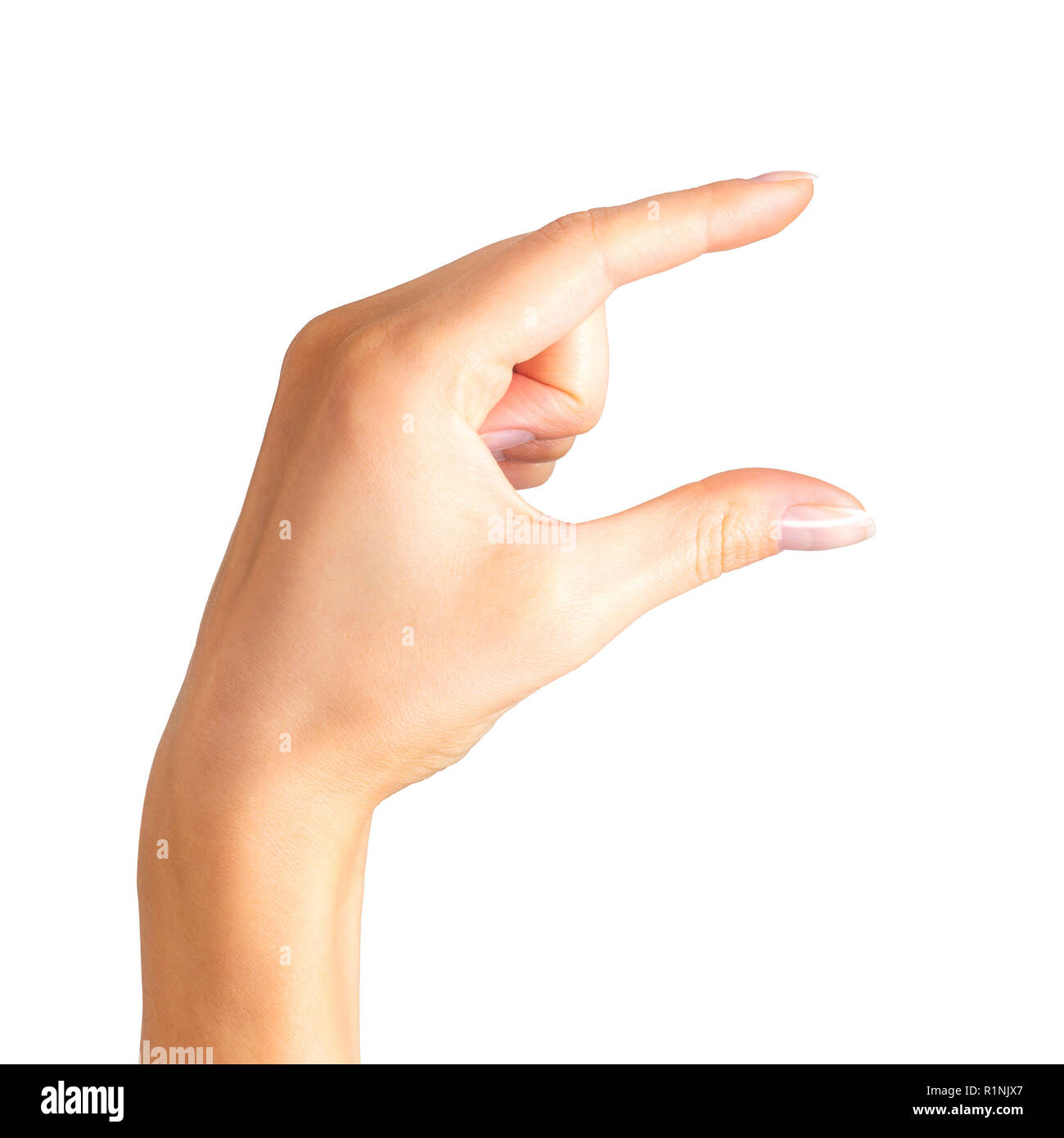 Woman hand showing picking up pose or holding Stock Photo - Alamy