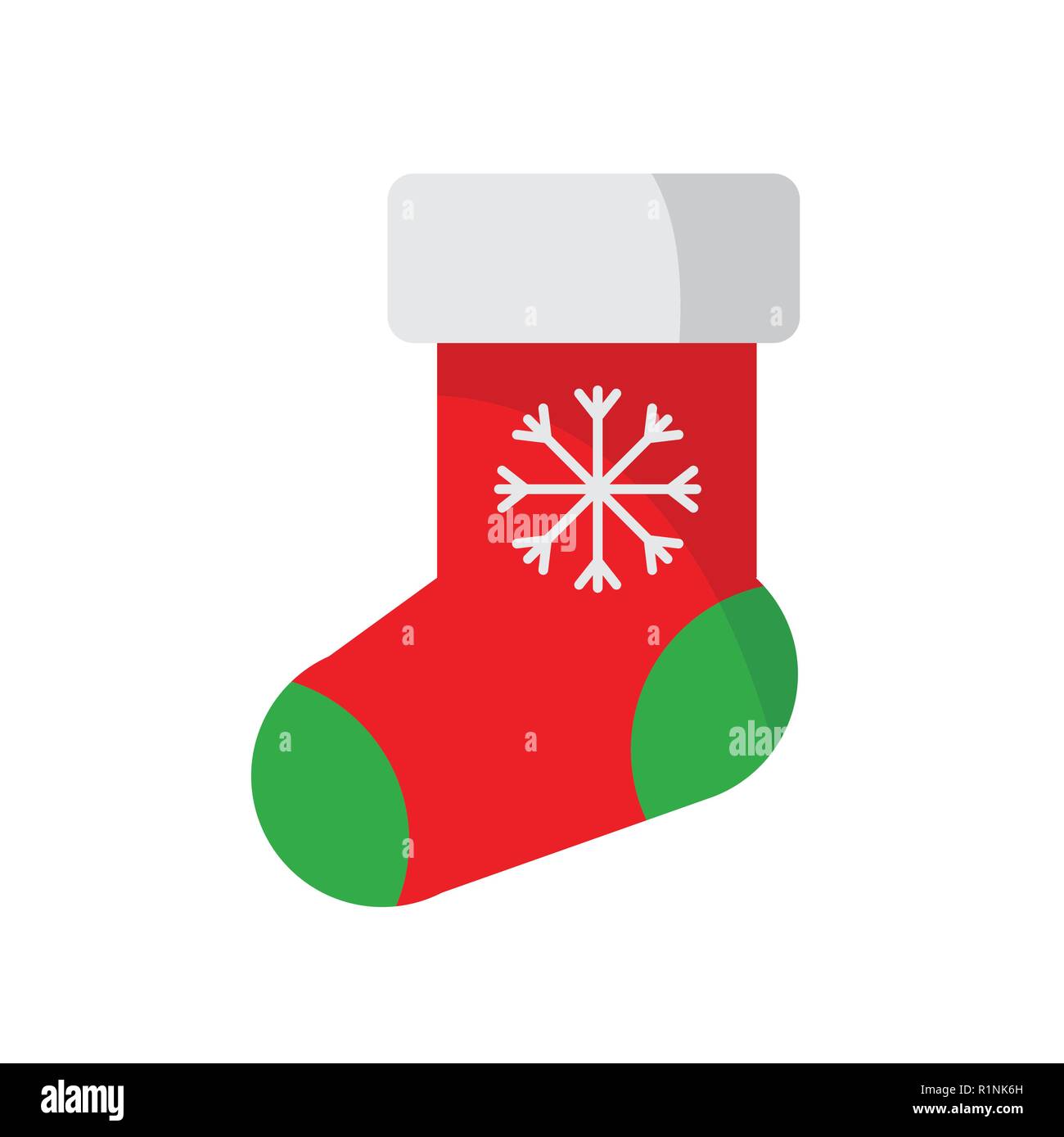 Christmas sock with snowflake flat on white background Stock Vector ...