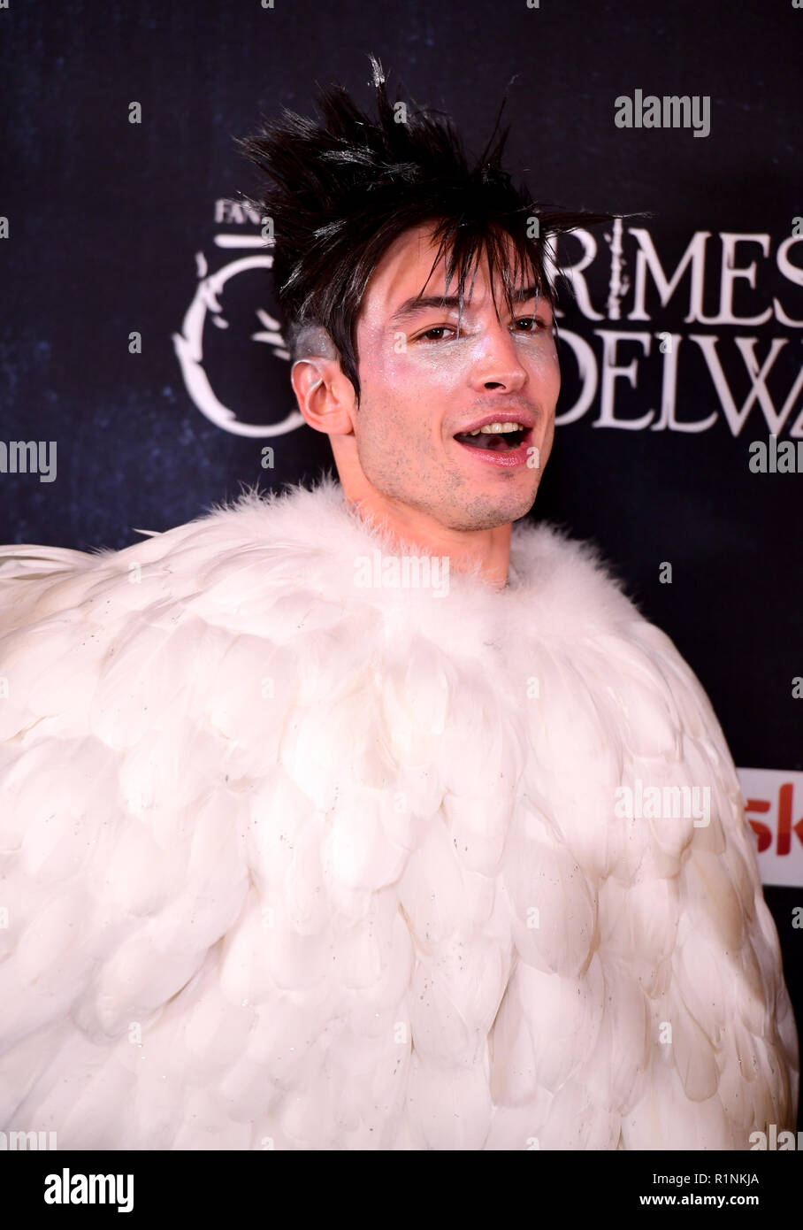 Ezra Miller attending the Fantastic Beasts: The Crimes of Grindelwald ...