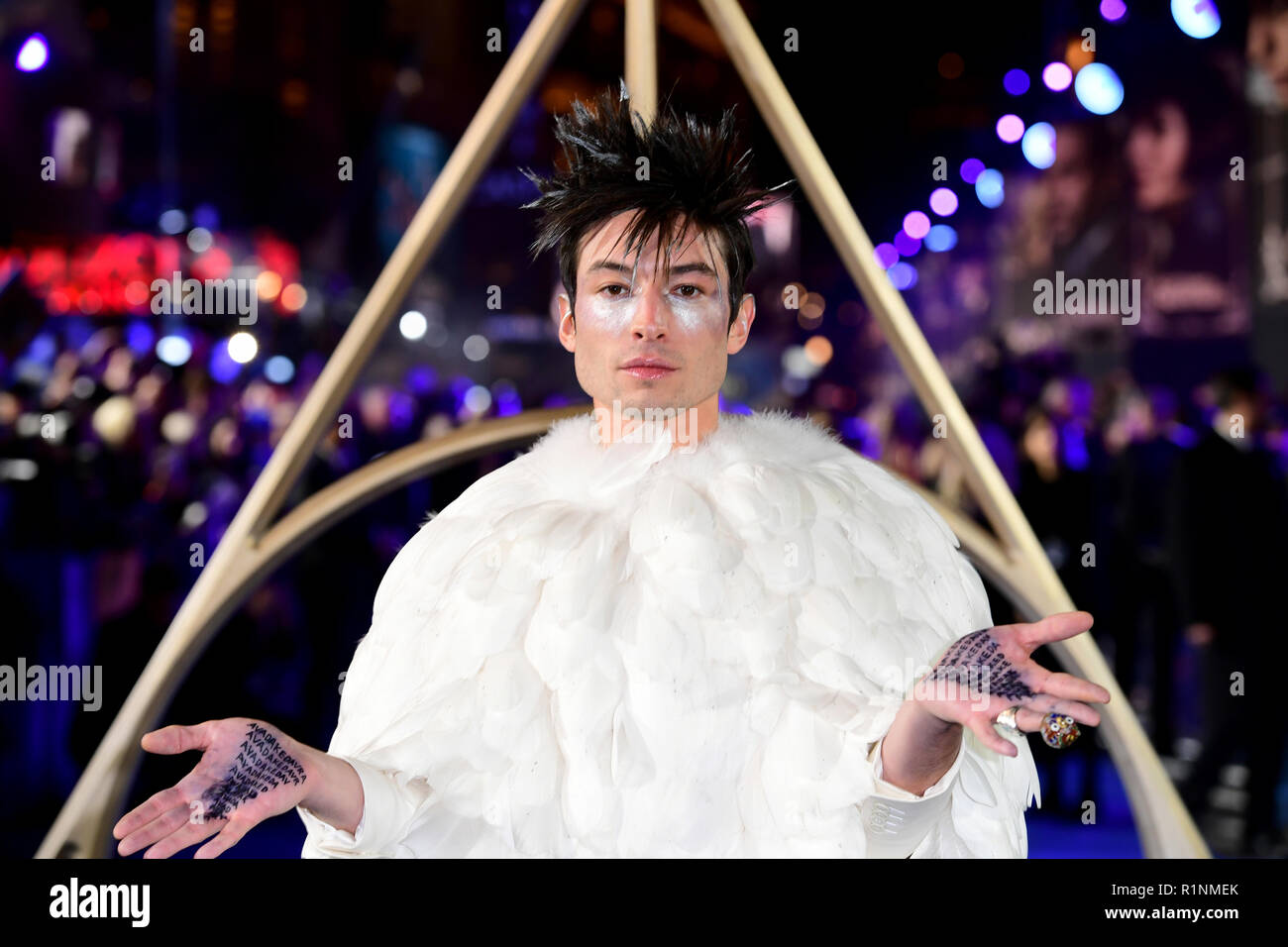 Ezra Miller attending the Fantastic Beasts: The Crimes of Grindelwald ...