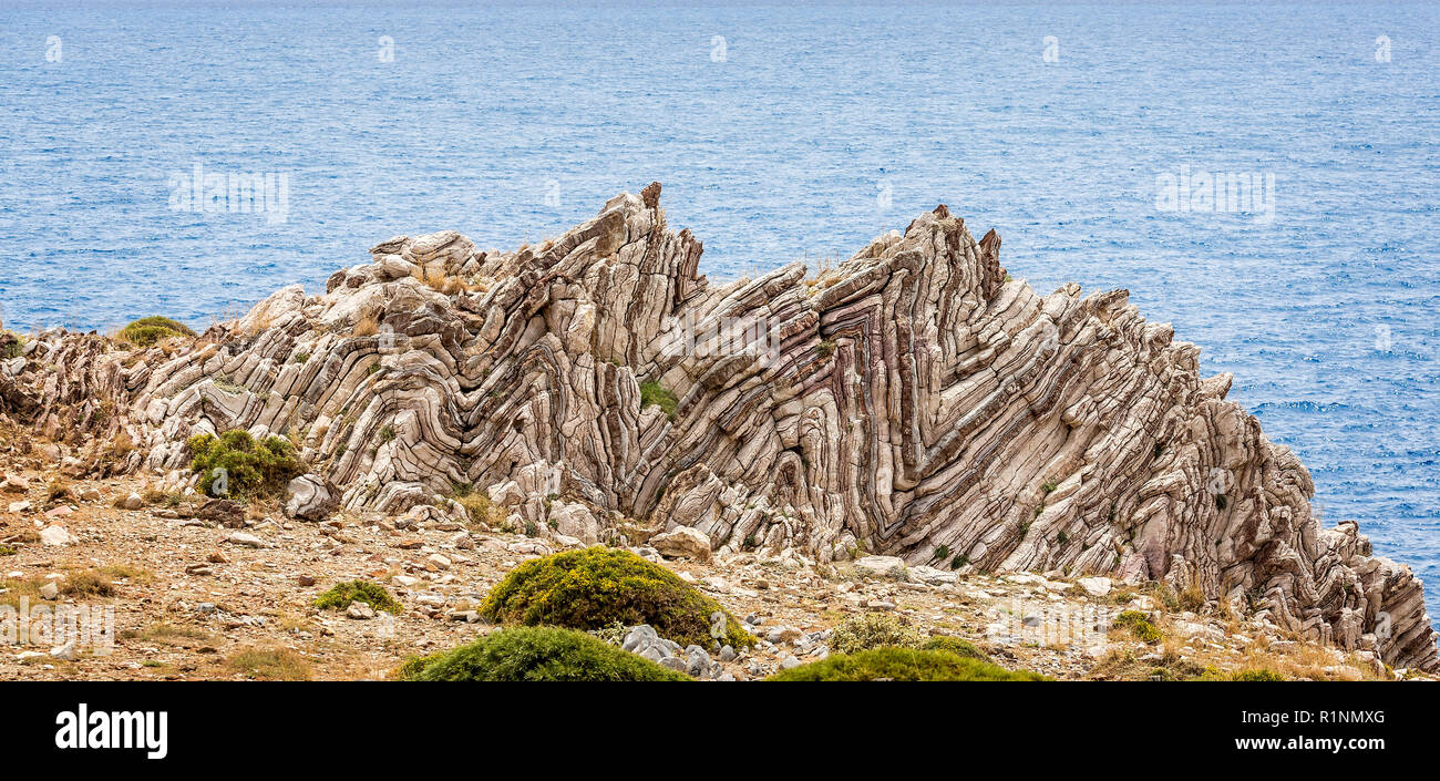 Extreme geological folds , anticlines and synclines, in Crete, Greece ...