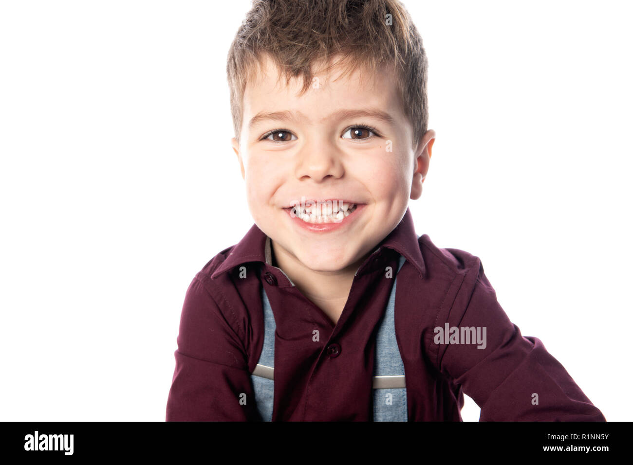 A four year old boy posing over white studio background Stock Photo - Alamy