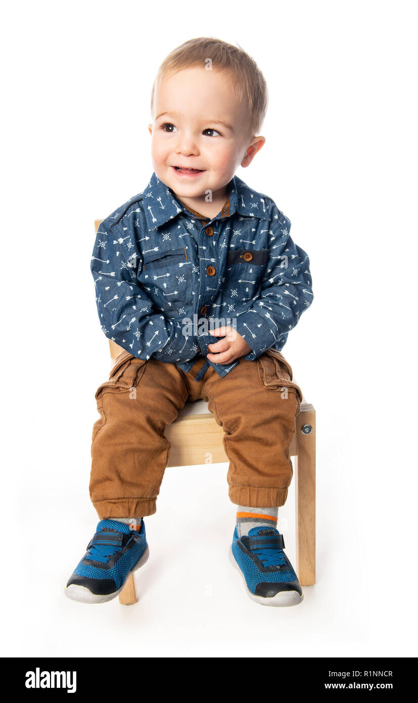 A Cute Little Boy Isolated on the White Background Stock Photo - Alamy