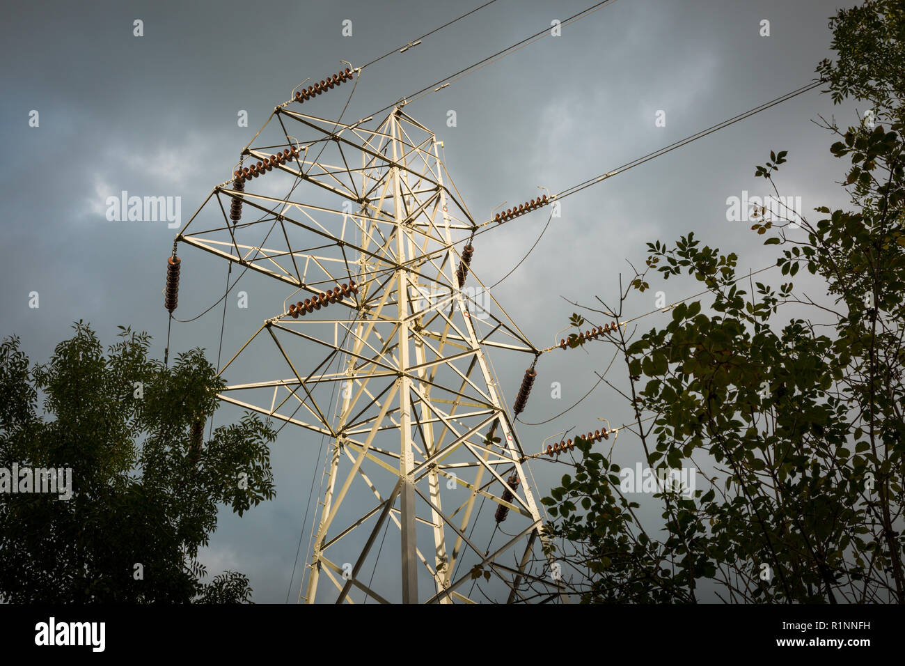 British electricity pylon with sky , UK Stock Photo - Alamy