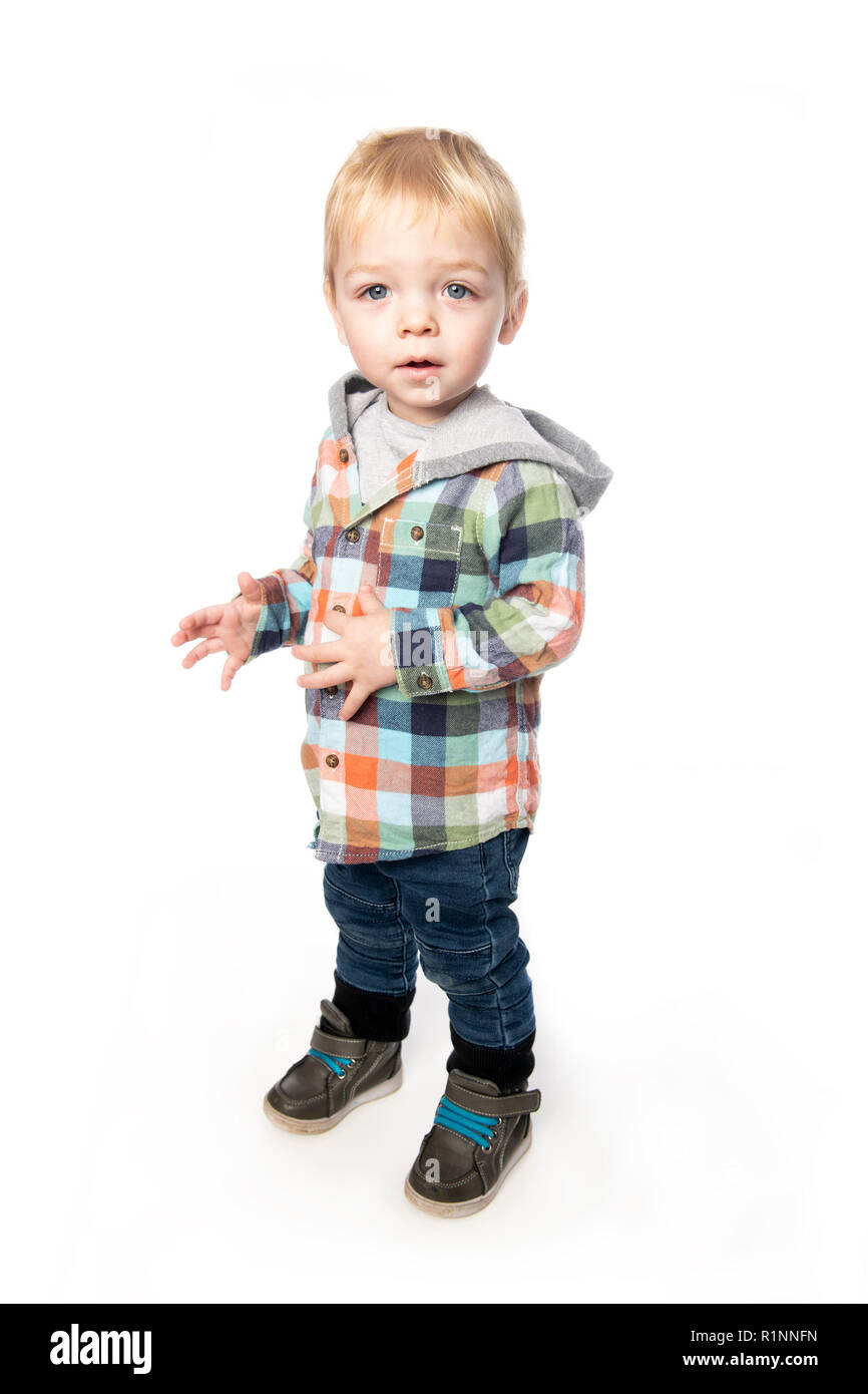 A Cute Little Boy Isolated on the White Background Stock Photo - Alamy