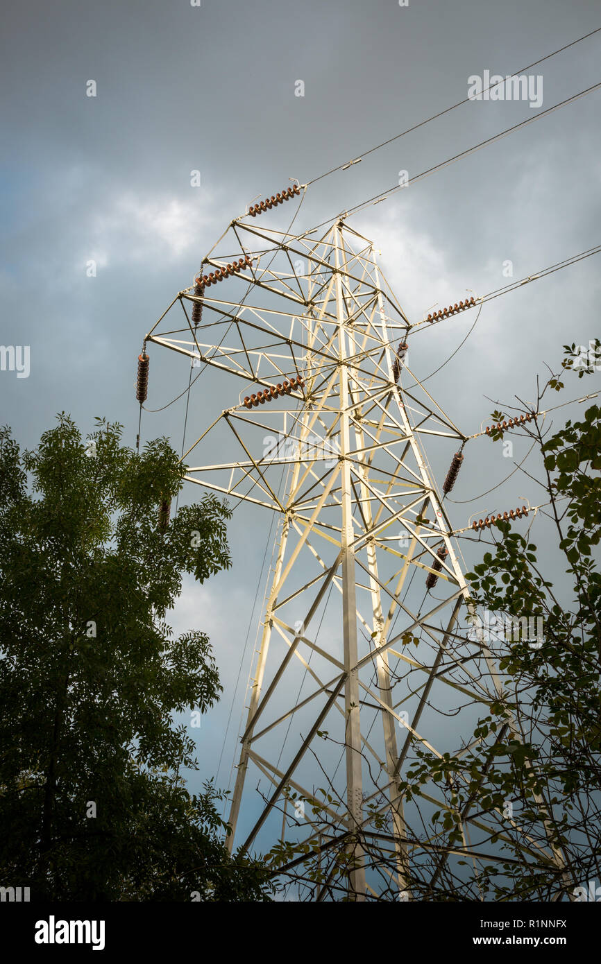 British electricity pylon with sky , UK Stock Photo - Alamy