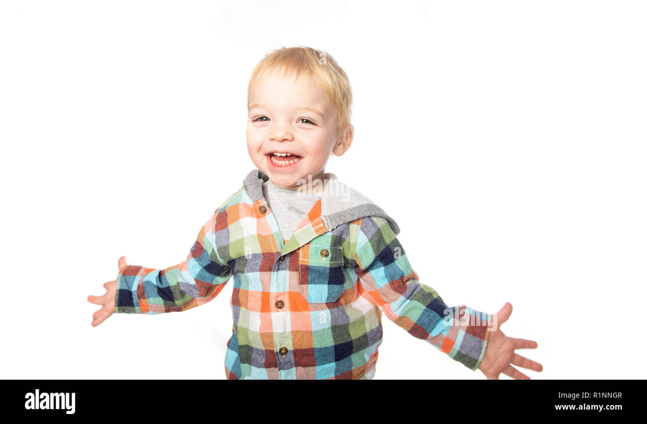 A Cute Little Boy Isolated on the White Background Stock Photo - Alamy