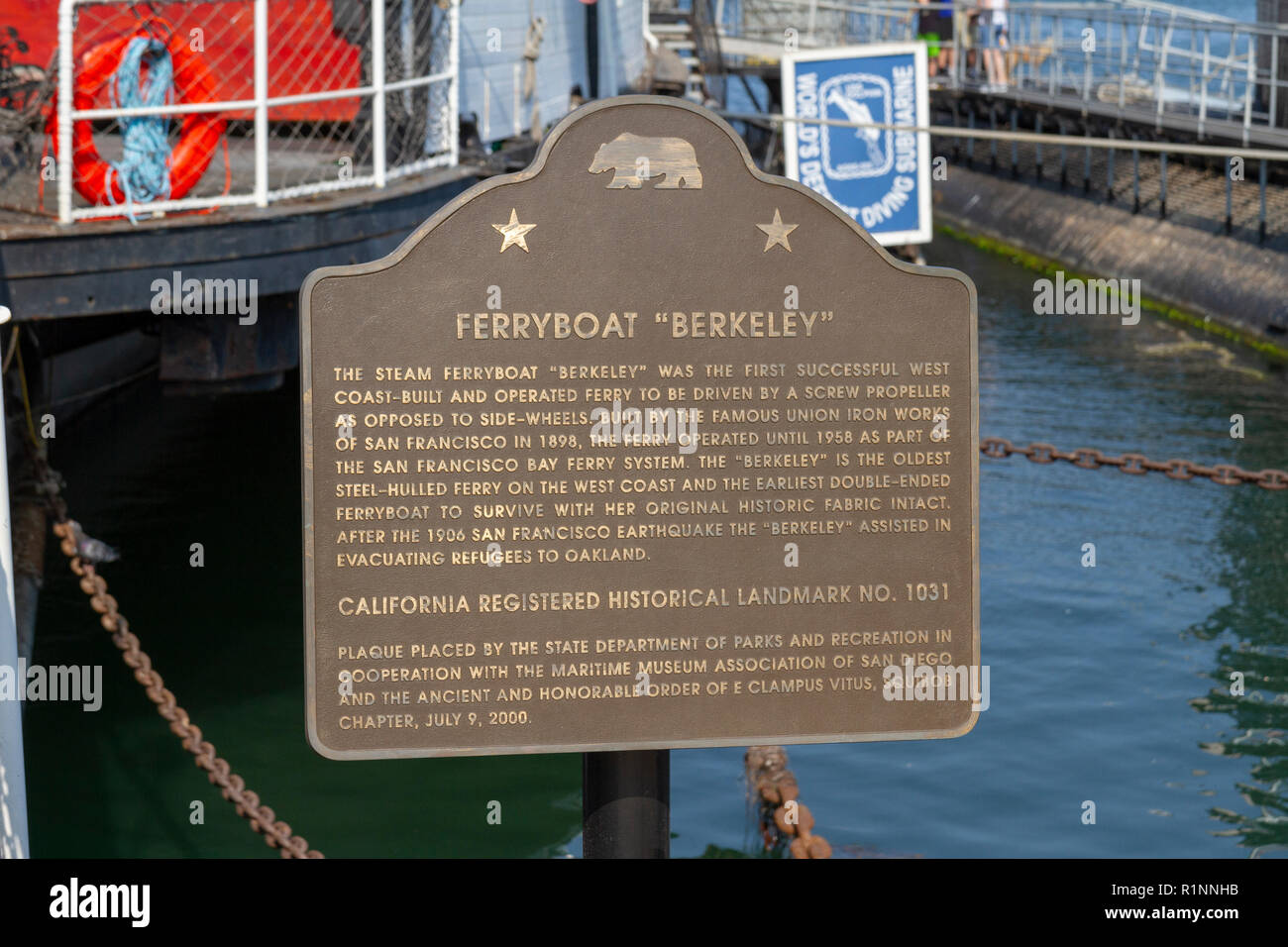 Plaque for the steam ferryboat Berkeley, part of the Maritime Museum of ...