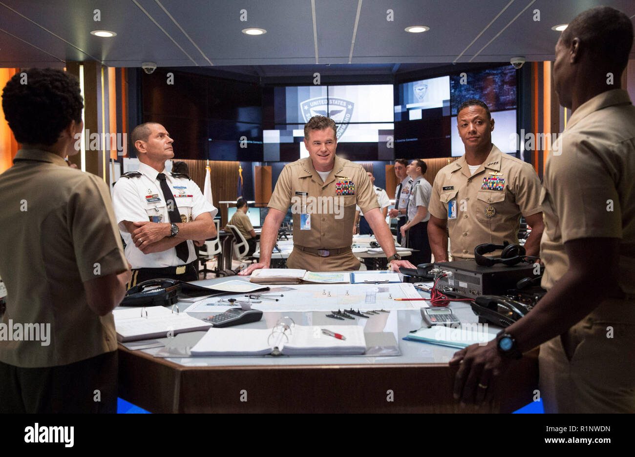 THE LAST SHIP, back, from left: Thomas Calabro, Eric Dane, Emerson ...