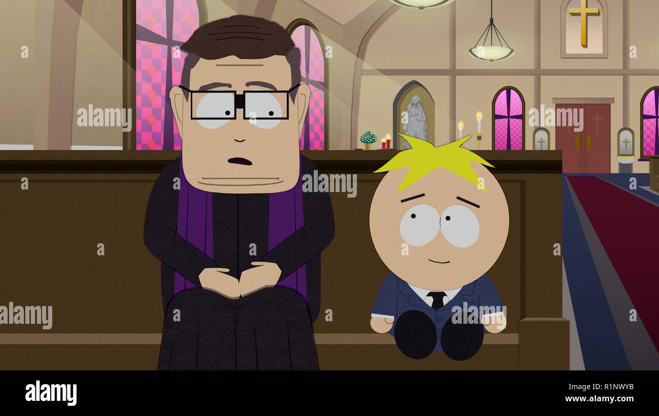 SOUTH PARK, from left: Father Maxi (voiced by Matt Stone), Leopold ...