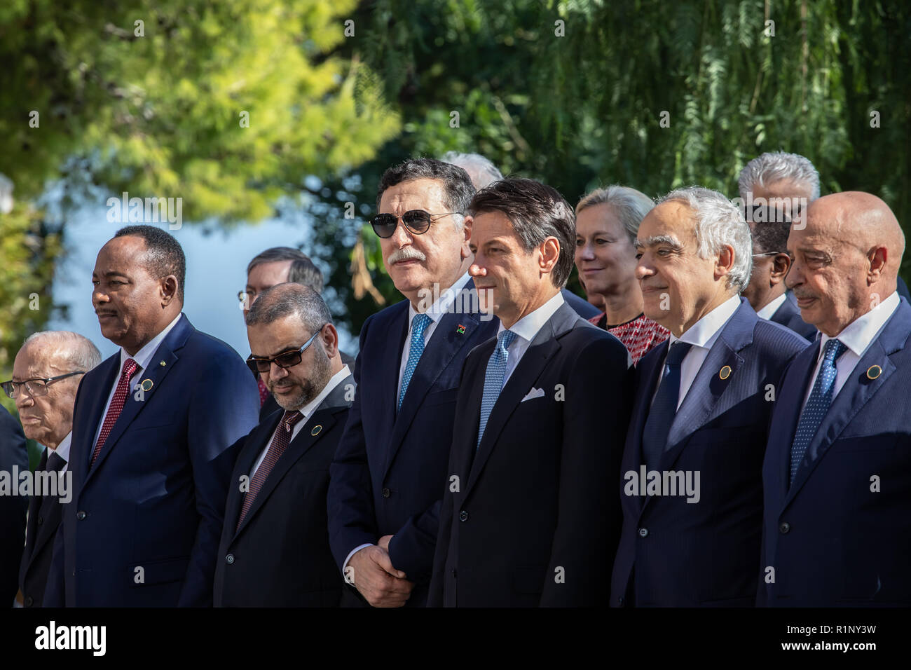 Palermo, Italy. 13th Nov, 2018. Photo Family at the Summit Italy-Libya ...