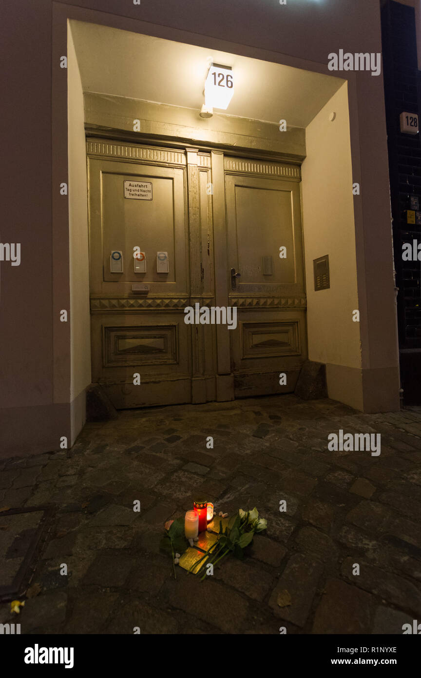 Berlin, Germany - "Stolpersteine" (literally "stumbling stones") with ...