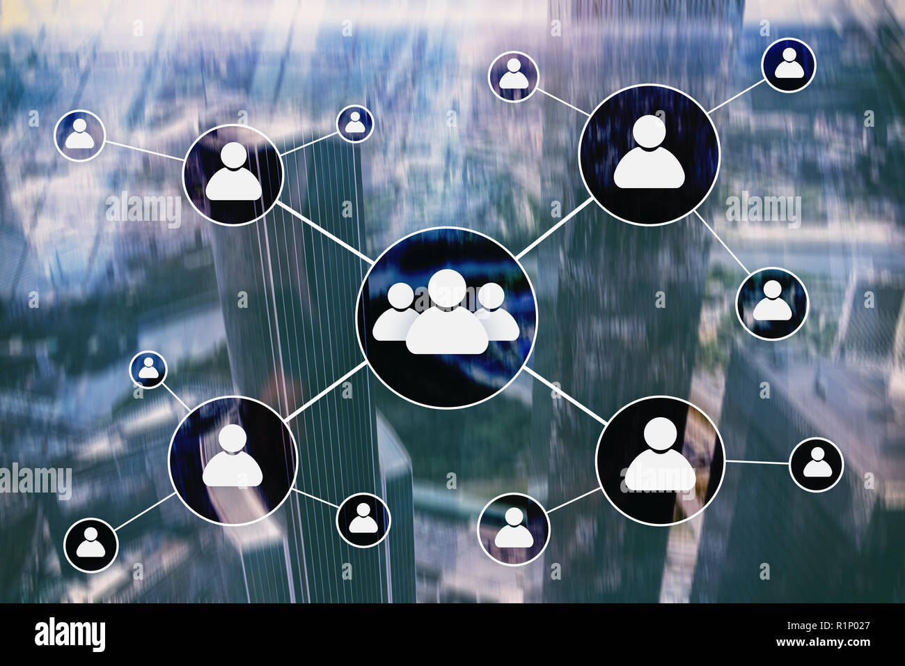 HR - Human resources management concept on blurred business center ...