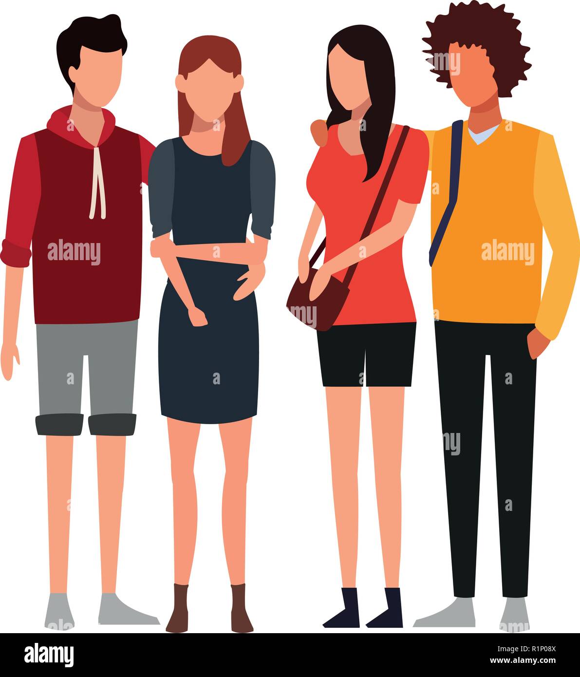 Friends couple meeting cartoon vector illustration graphic design Stock ...