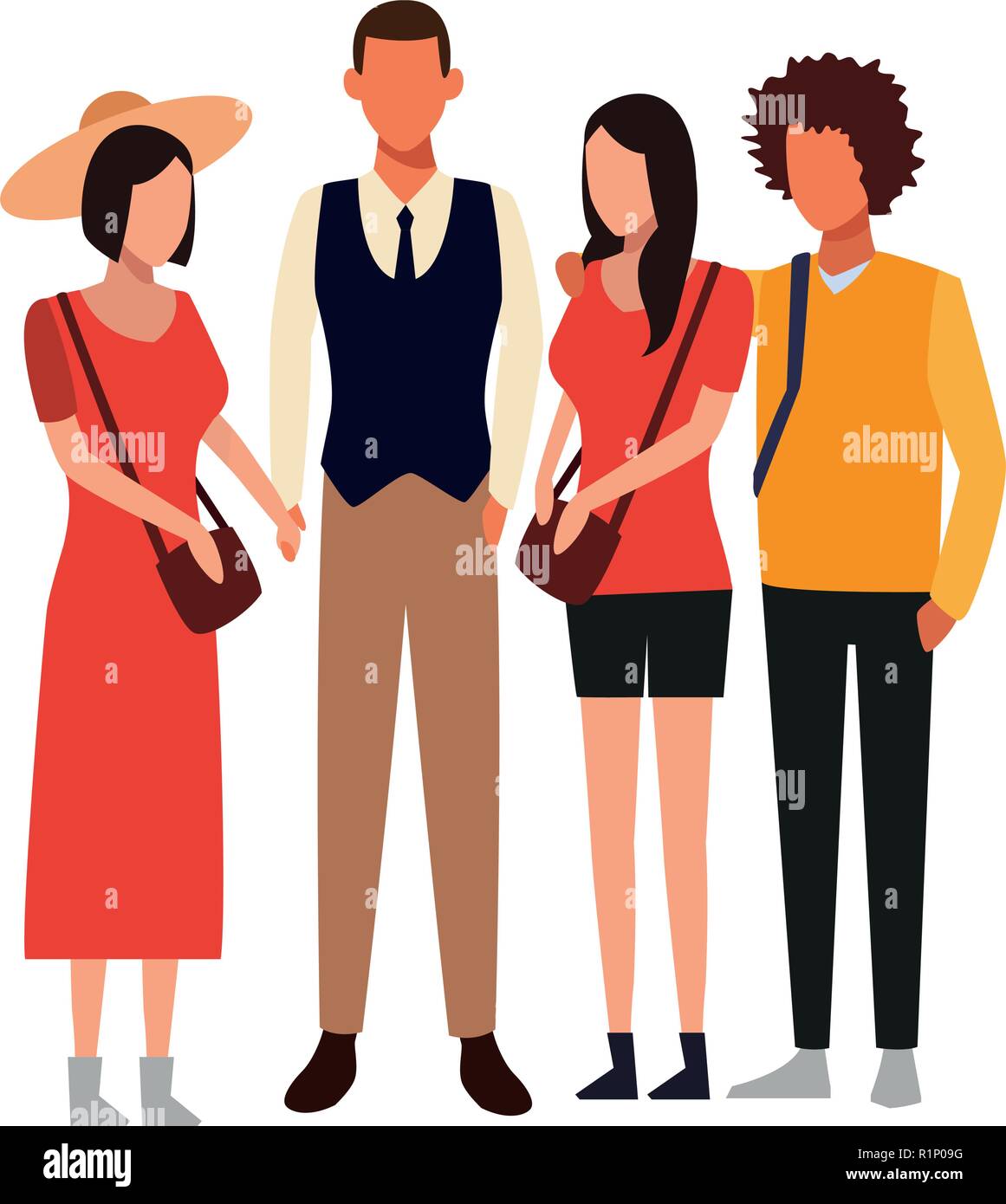 Friends couple meeting cartoon vector illustration graphic design Stock ...