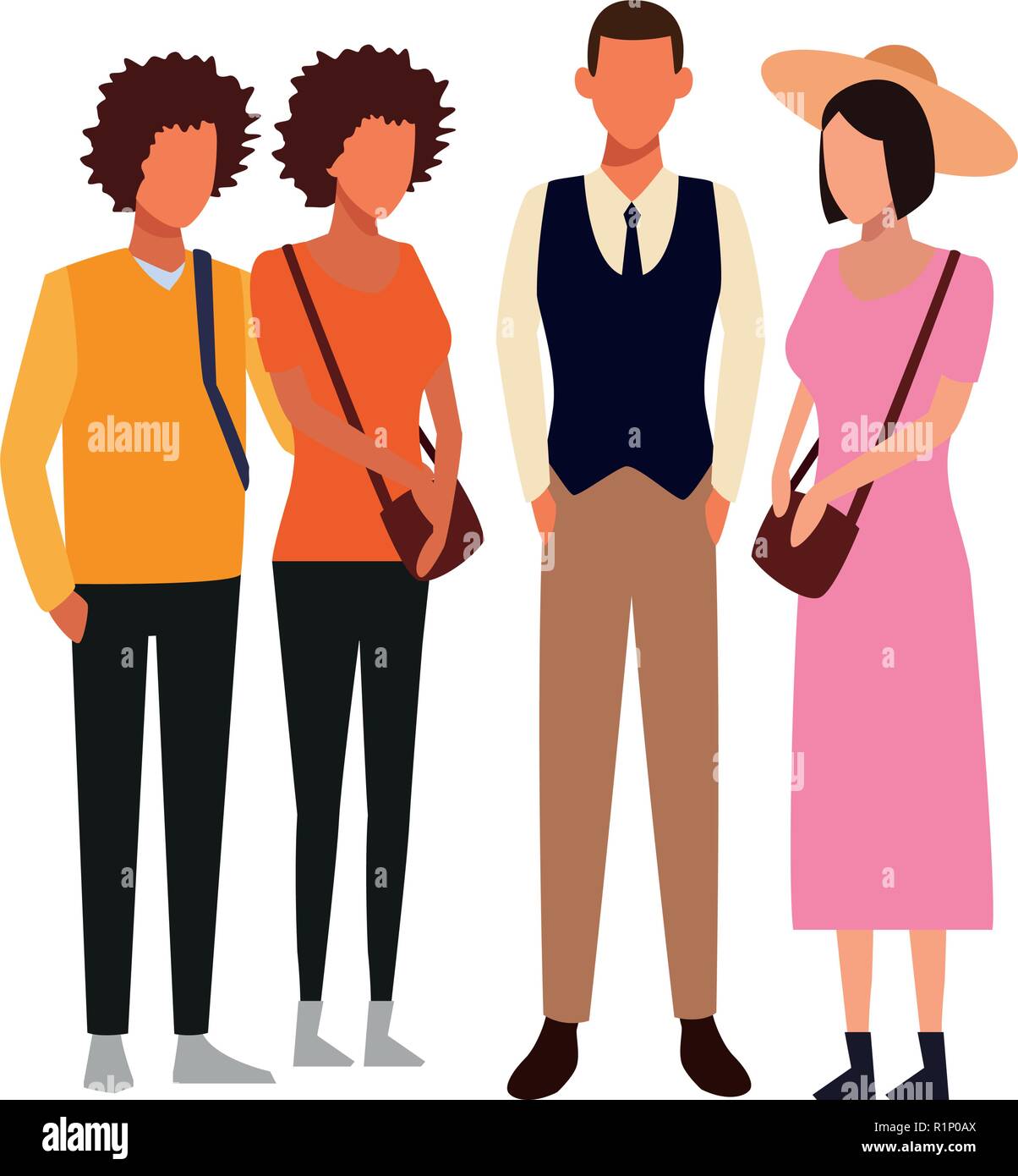 Friends couple meeting cartoon vector illustration graphic design Stock ...