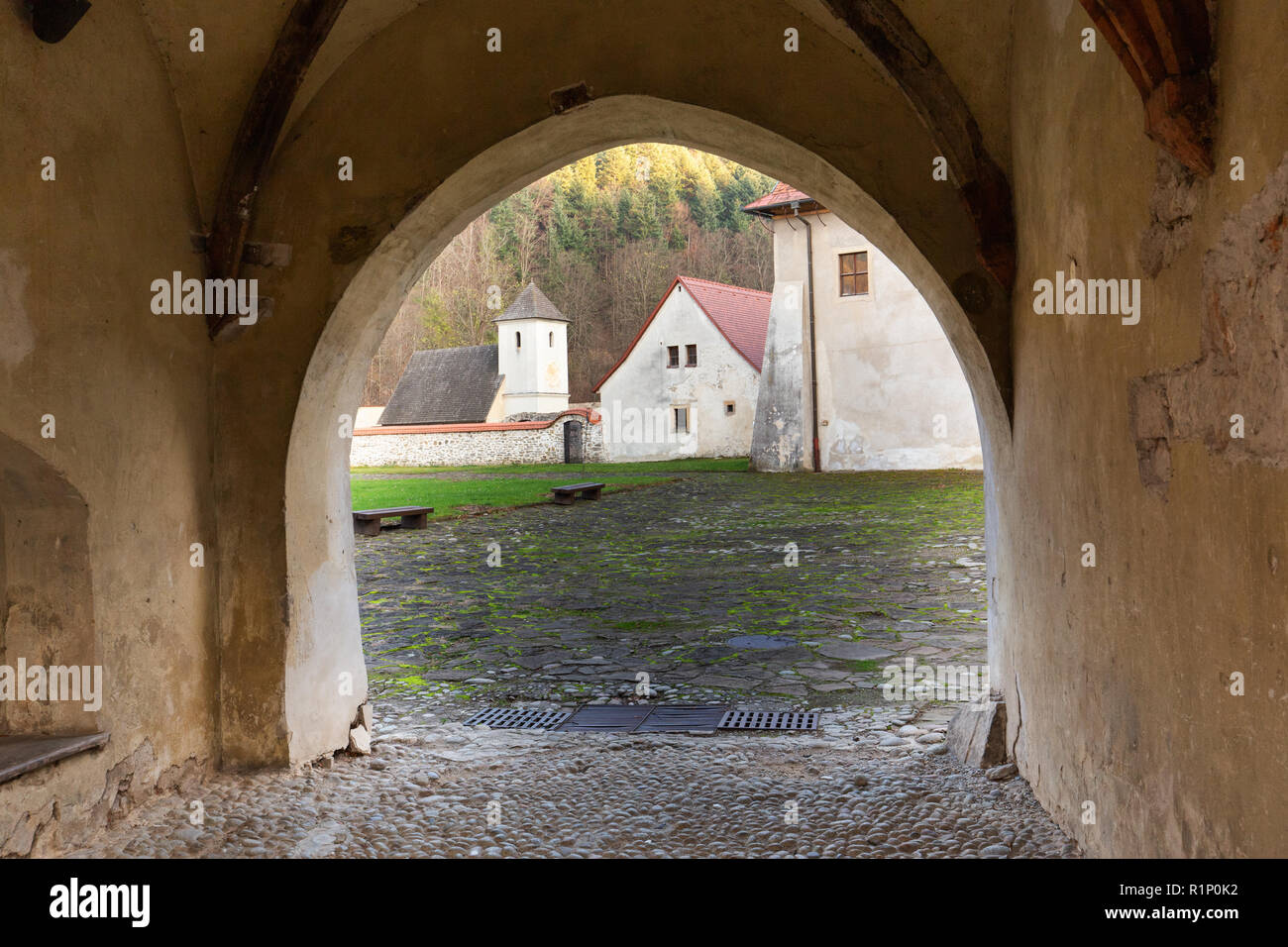 Red monastery in Slovakia Stock Photo - Alamy