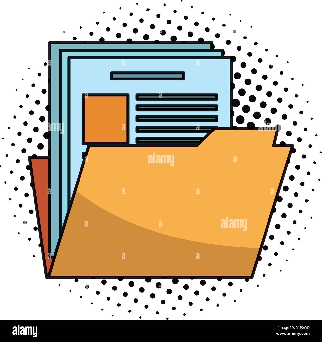 Folder with document symbol vector illustration graphic design pop art ...
