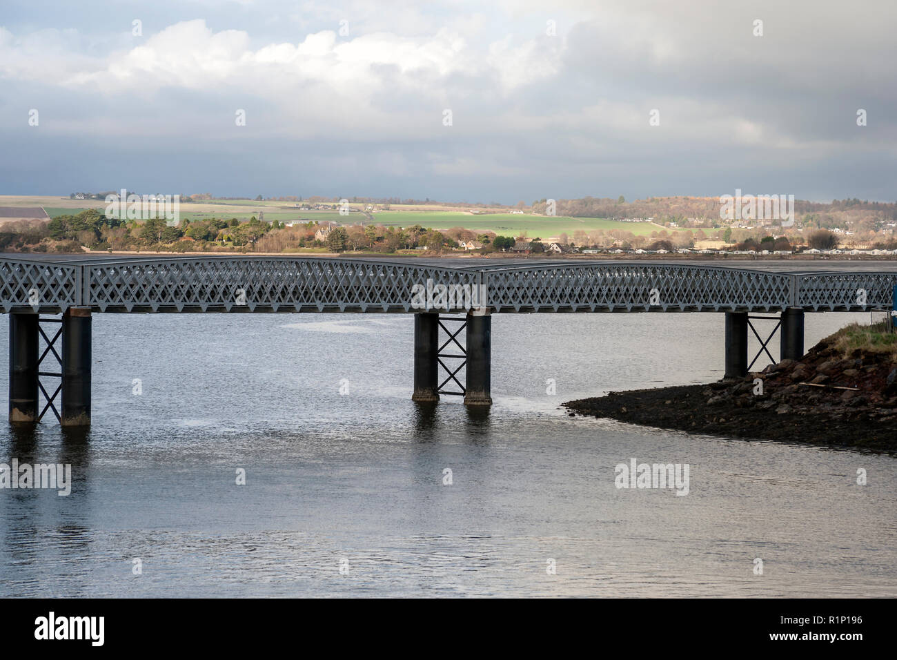 Montrose Railway Bridge, Montrose, Angus, Scotland, UK with the River South Esk passing ...