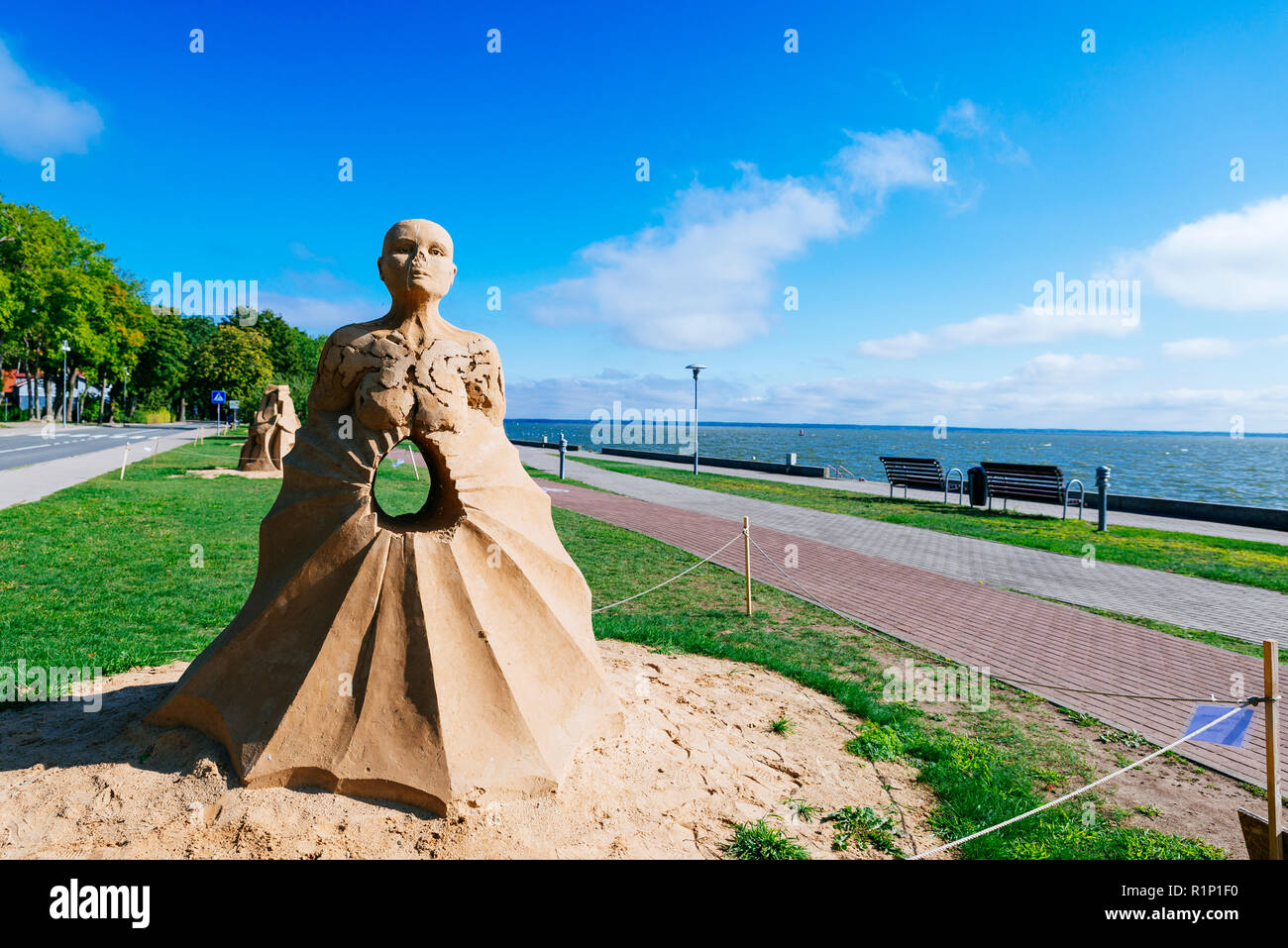 Sand sculptures on the promenade of Juodkrante, Curonian Spit ...