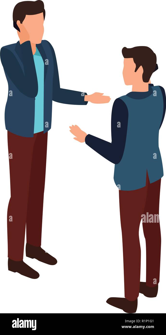 Two men talking and arguing face to face isometric avatar vector ...