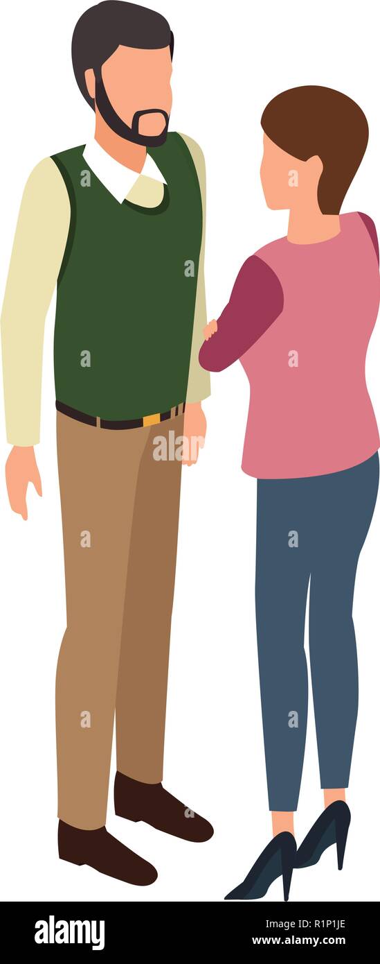 Adult couple on discussion isometric avatar vector illustration graphic ...