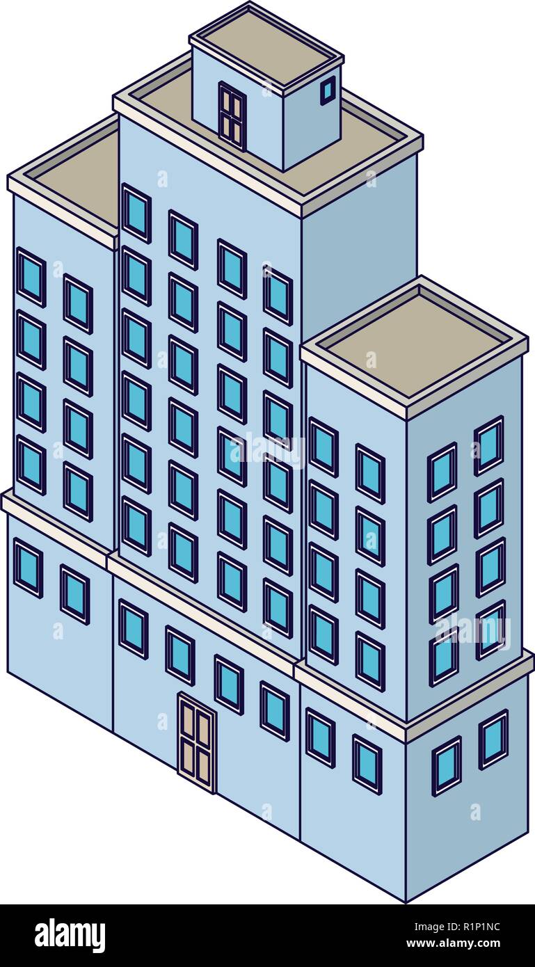 Company building real estate isometric vector illustration graphic ...