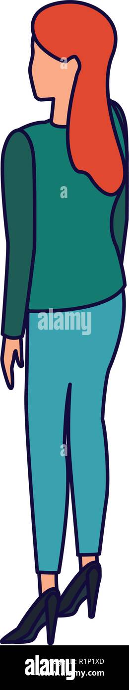 Young woman showing back isometric avatar vector illustration graphic ...