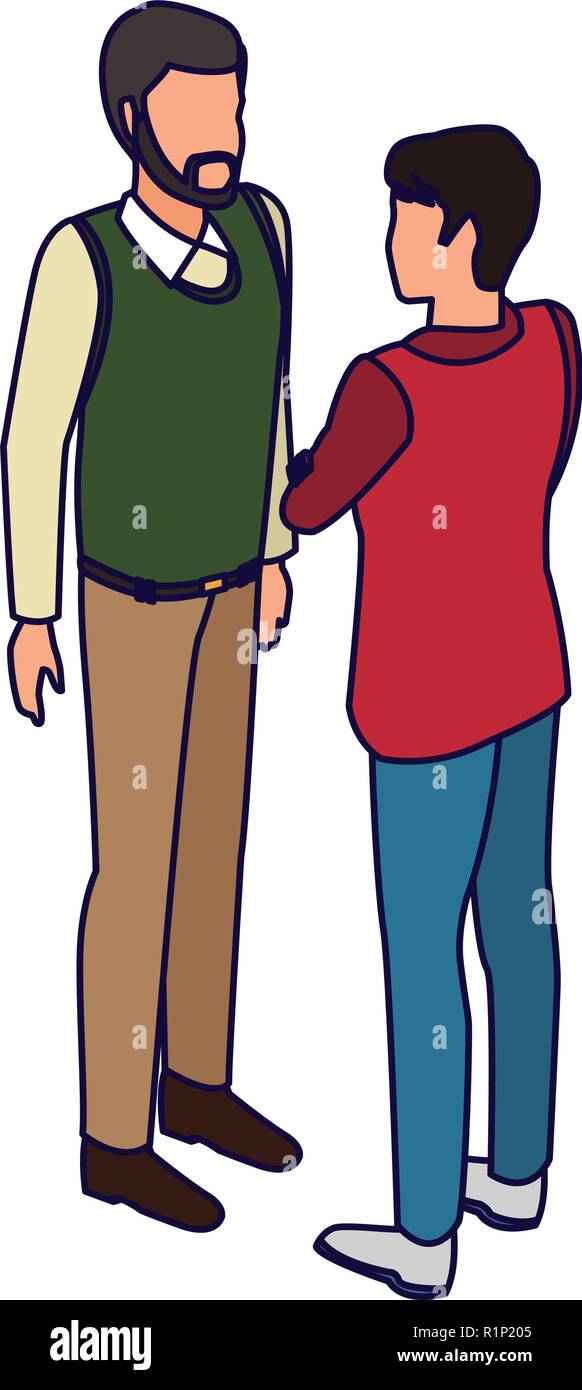 Two men talking face to face isometric avatar vector illustration ...
