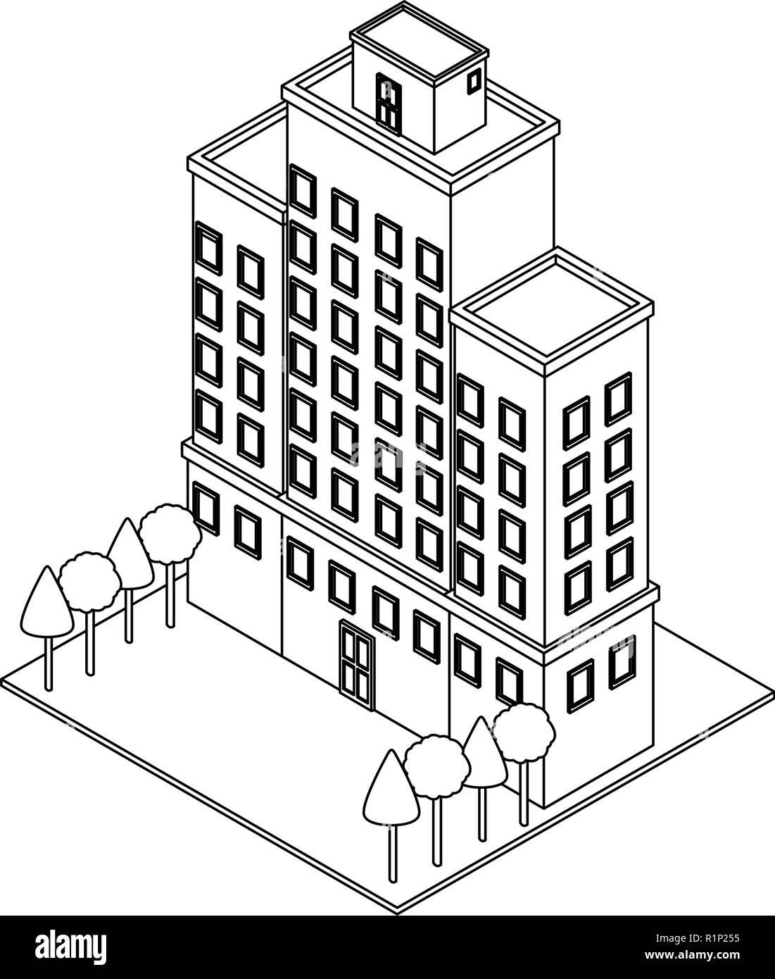 Company building isometric black and white Stock Vector Image & Art - Alamy