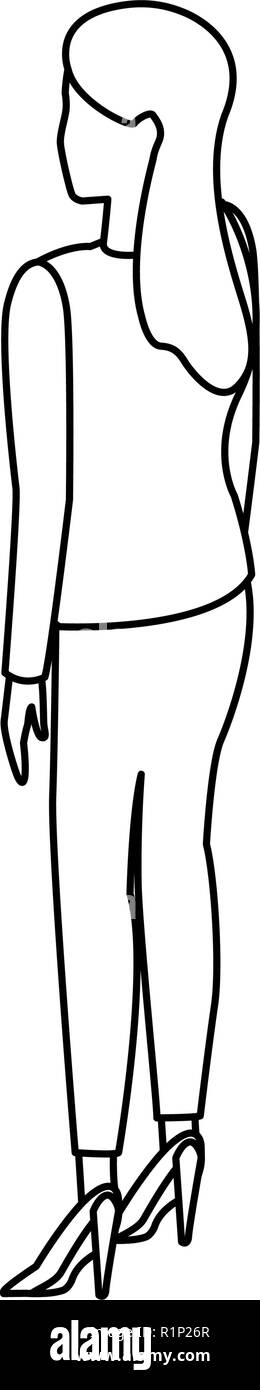 Young woman showing back isometric avatar vector illustration graphic ...