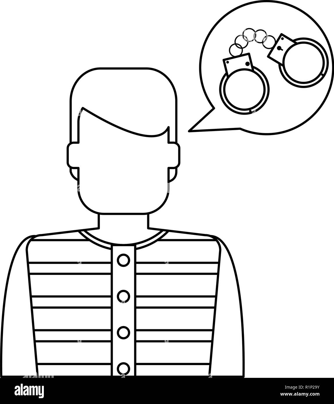 Prisoner and handcuffs in bubble avatar vector illustration graphic ...